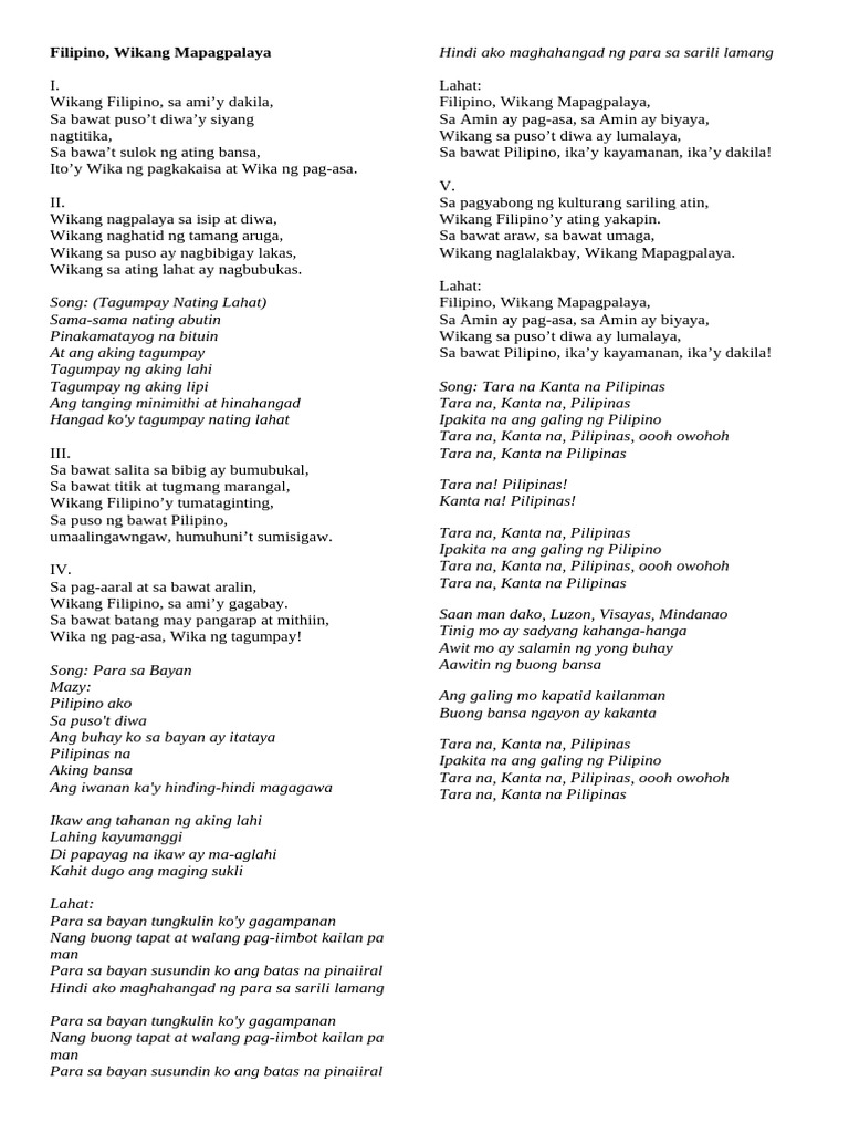 Filipino Bigsaywit | PDF