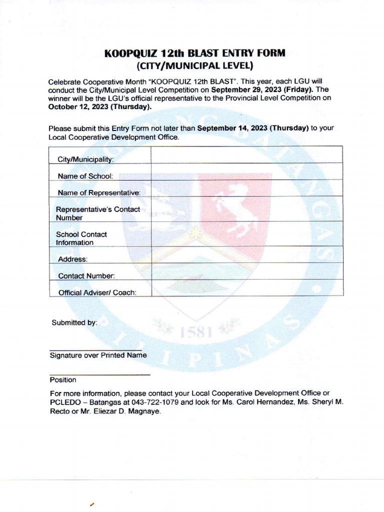 Entry Form_Coop | PDF