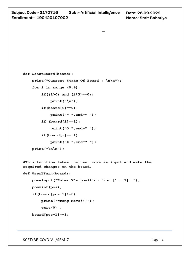AI Practical 7 | PDF