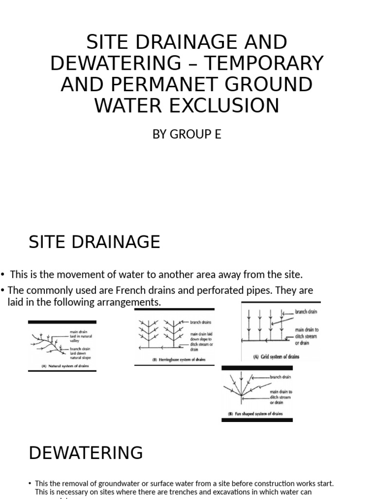 Site Drainage and Dewatering - Temporary and Permanet | PDF