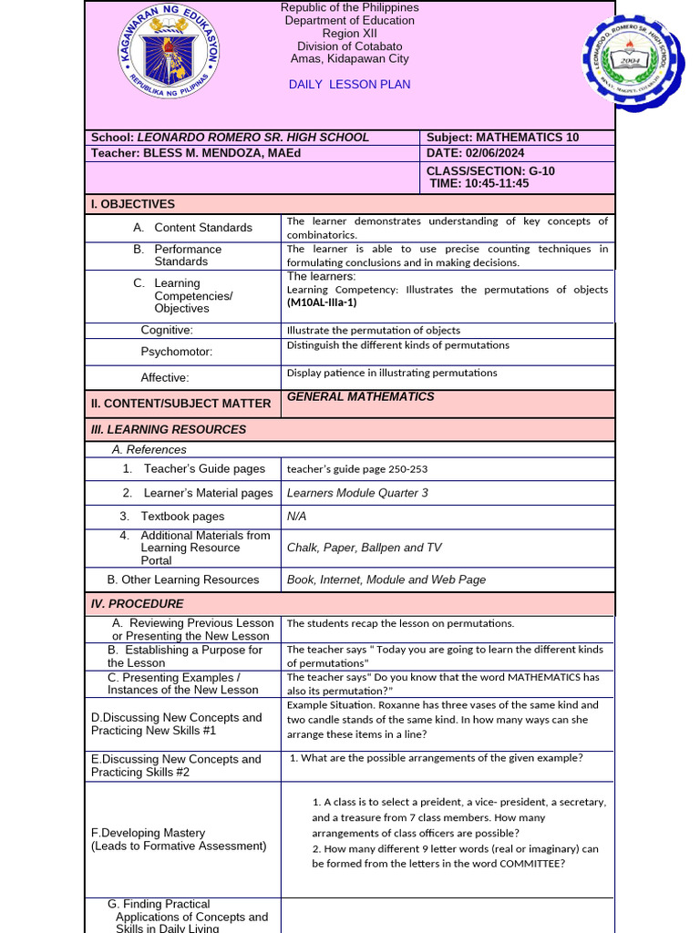 Math 10 DLP - 2 | PDF