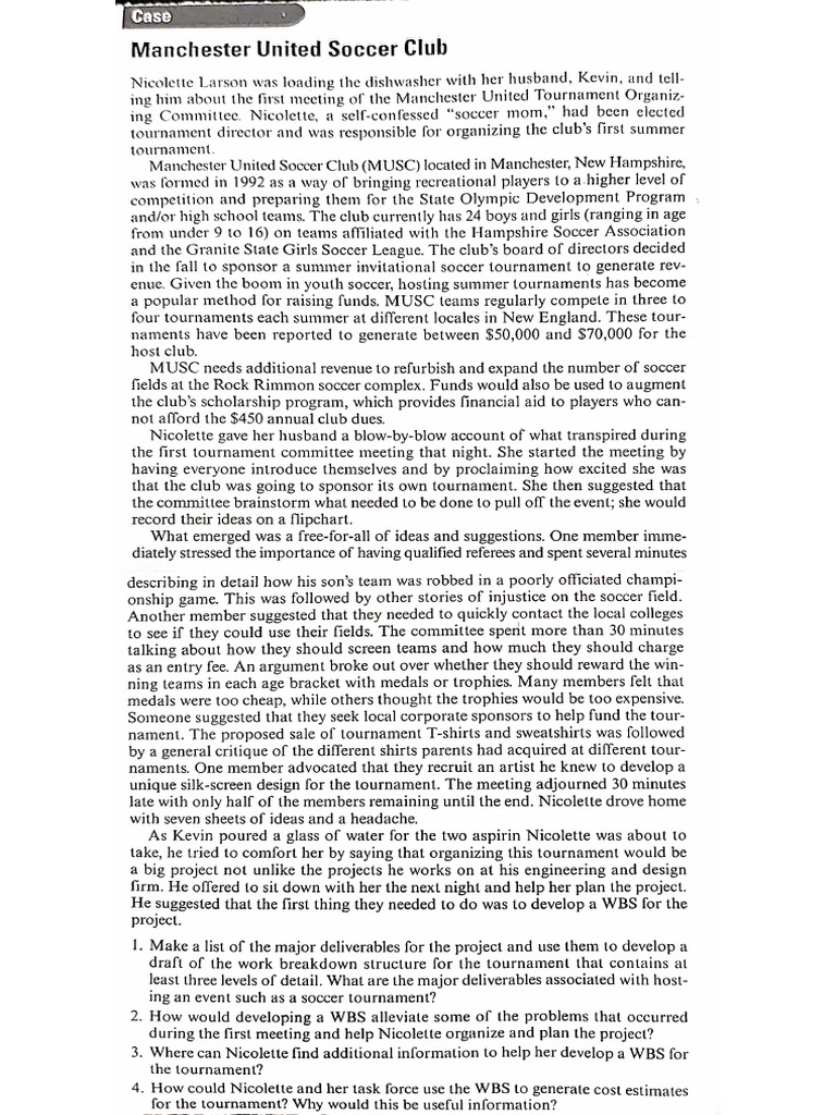 Case- Manchester United Soccer Club | PDF