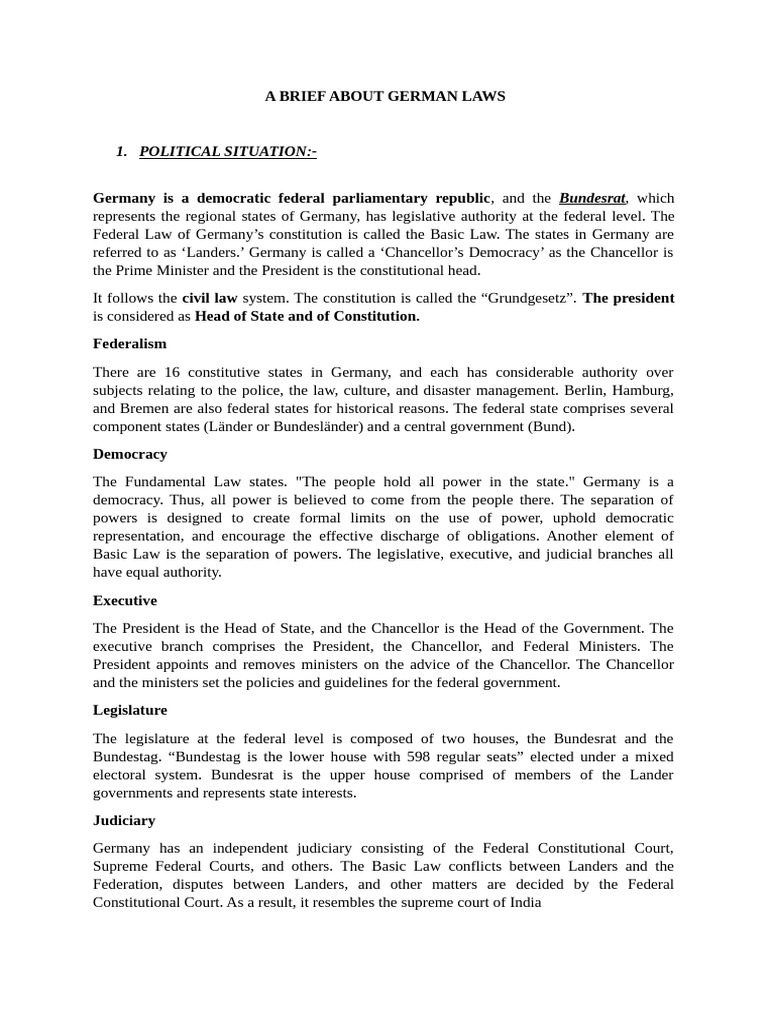A BRIEF ABOUT GERMAN LAWS (AutoRecovered) | PDF | Arbitration | Employment