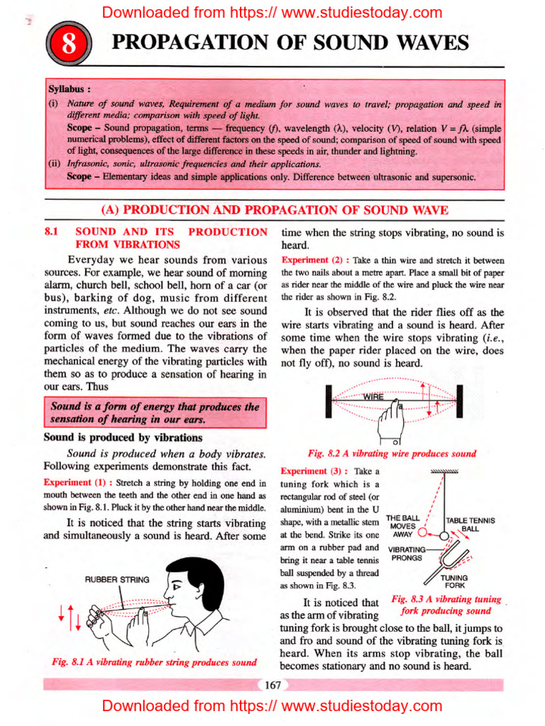 ICSE Class 9 Physics Chapter 08 Propagation of Sound Waves | PDF
