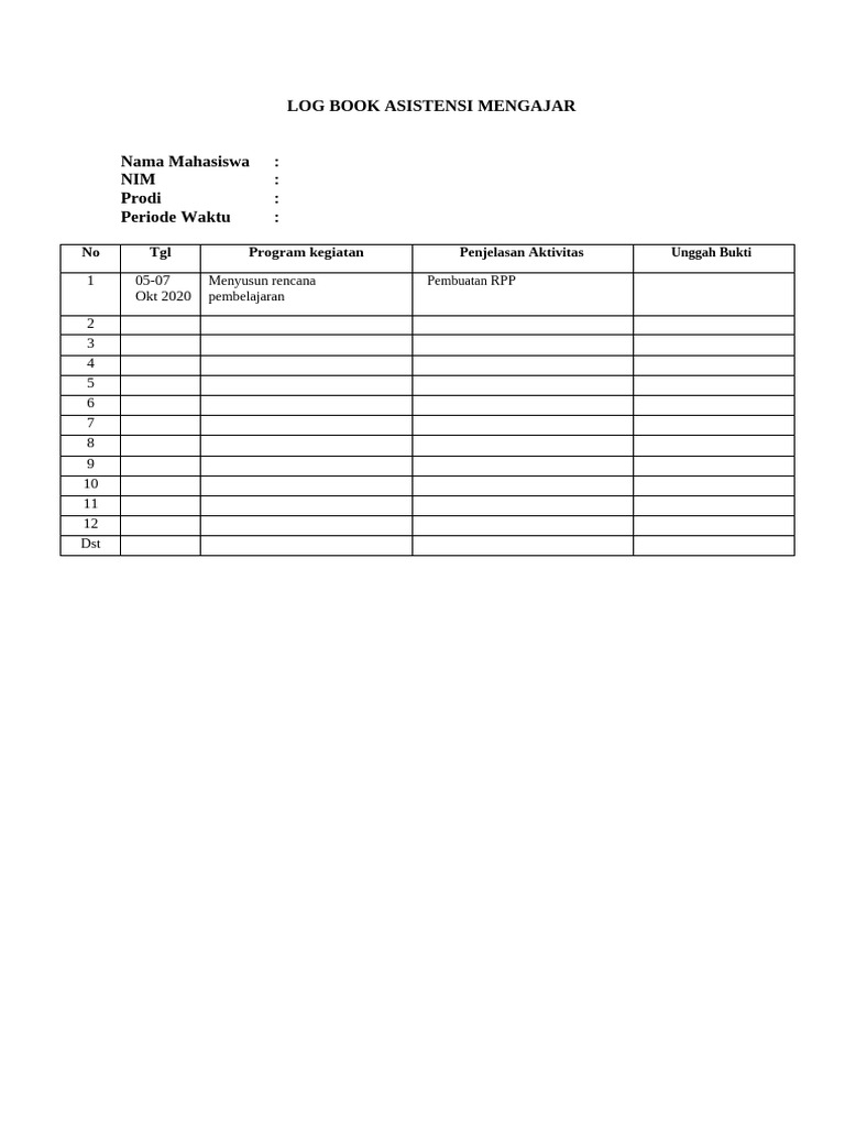 Log Book Asistensi Mengajar | PDF