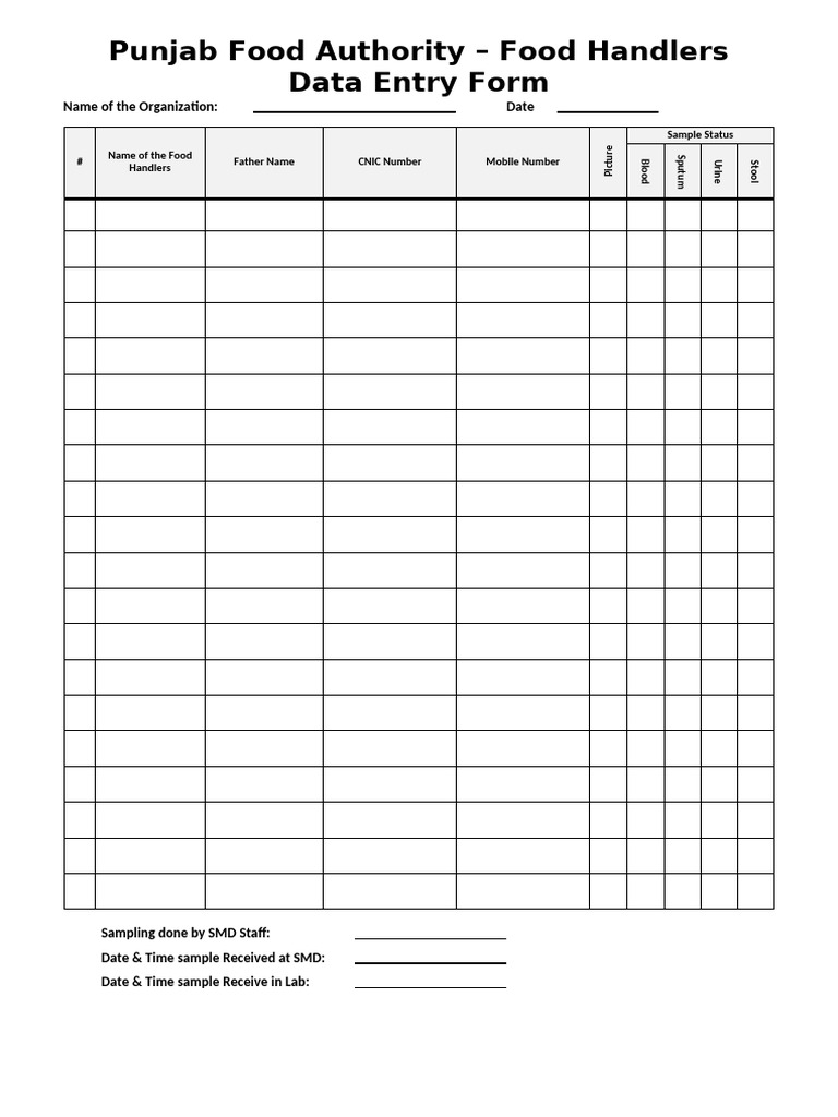 Data Entry Form | PDF