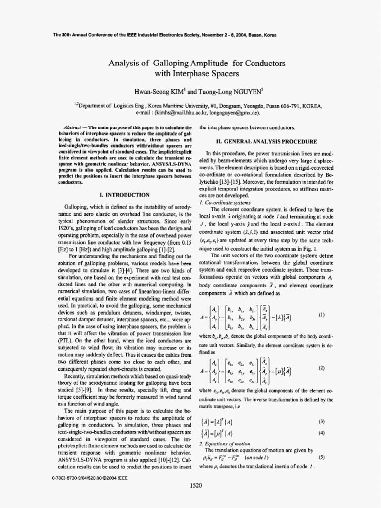 Analysis of Galloping Amplitude For Conductors With Interphase Spacers ...