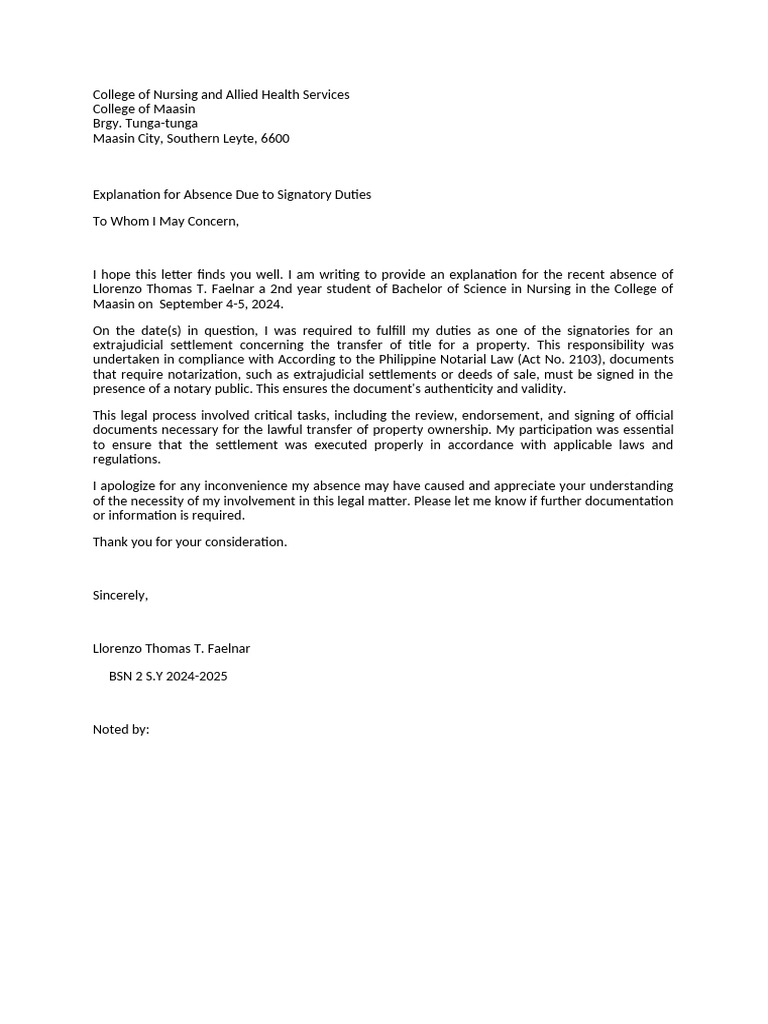 Explanation Letter | PDF