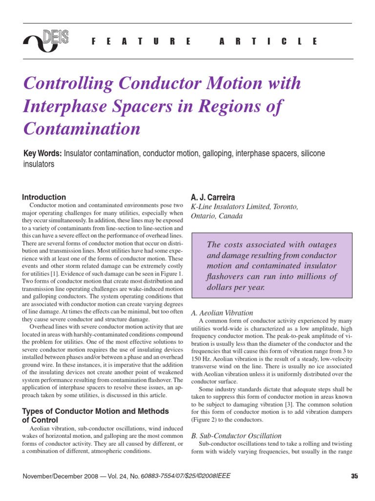 Controlling Conductor Motion With Interphase Spacers in Regions of ...