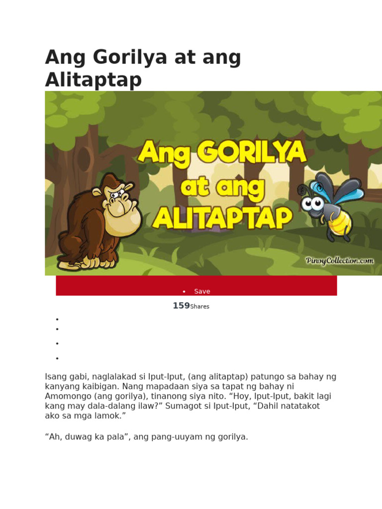 Ang Gorilya at Ang Alitaptap | PDF