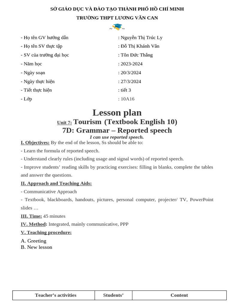 Giáo Án - 7D Grammar (DONE) | PDF