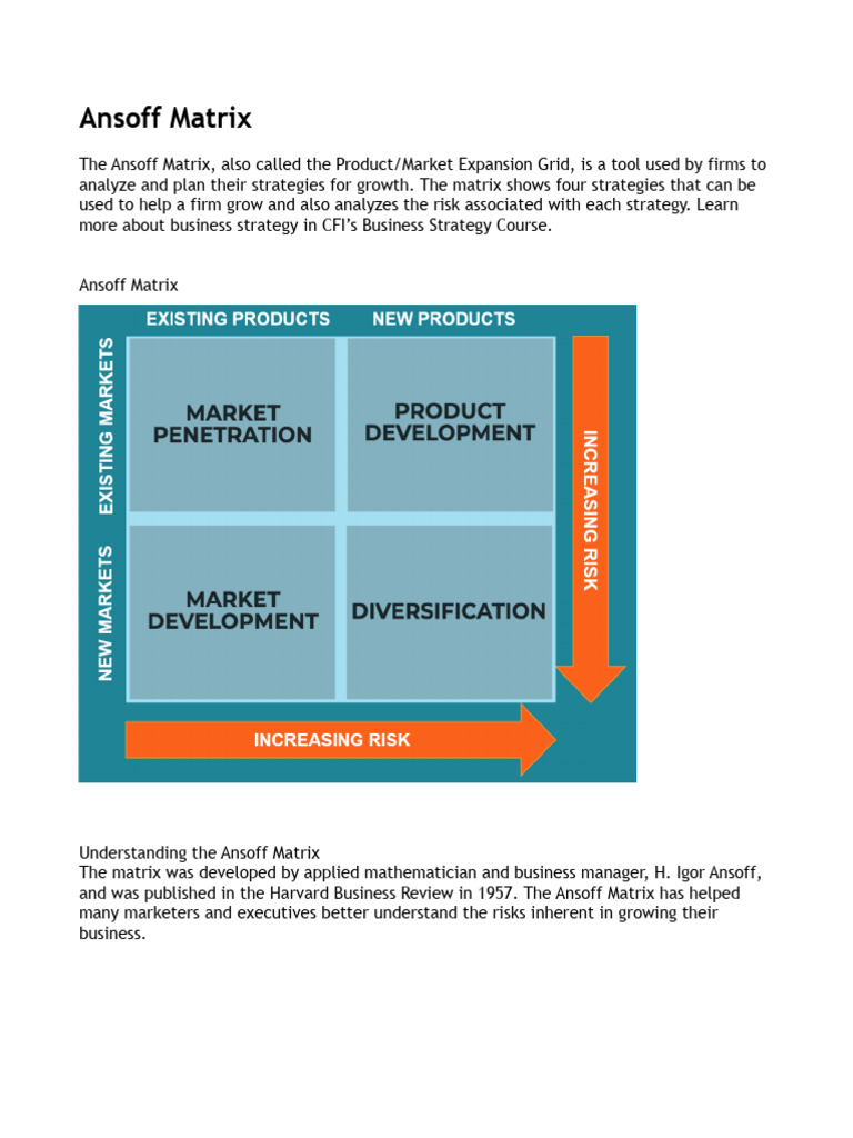 Ansoff Matrix | PDF