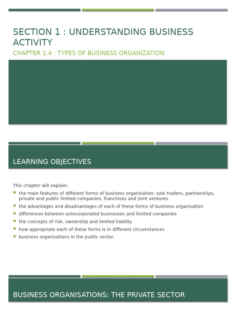 Cht 1.4 Types of business organisation | PDF