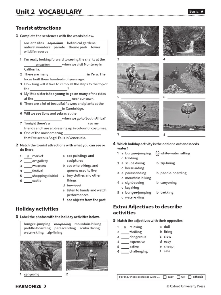 Harmonize 3 TRM Unit 2 Vocab Grammar Worksheets | PDF