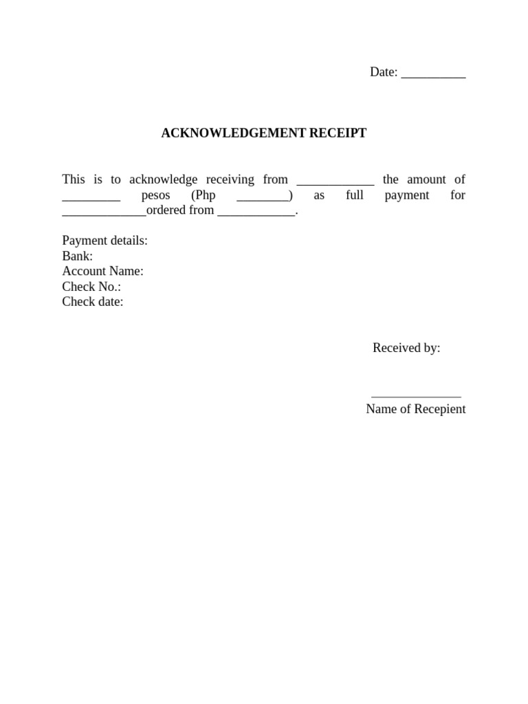 Acknowledgement Receipt Template | PDF