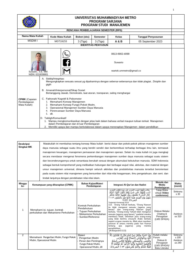 Rps MSDM 1 Ganjil 2023-2024 | PDF