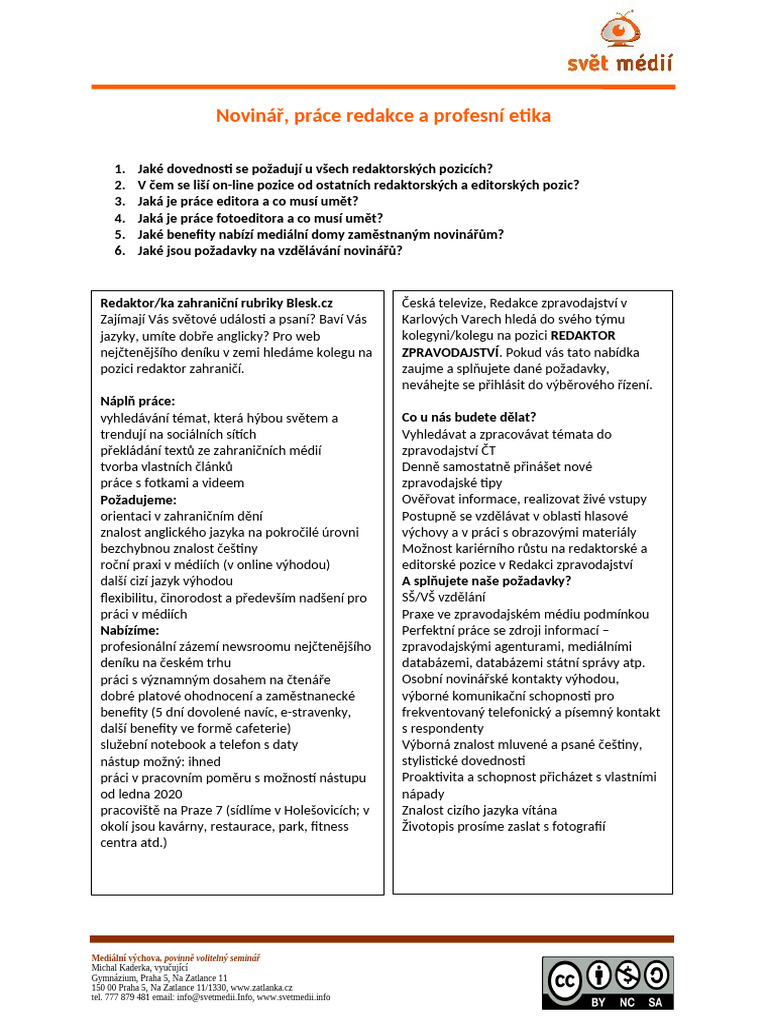 Agepbgckpipccpdhdoobpbpnhcmahnainomdamdidgjn_Novinář, Práce Redakce a Profesní Etika - Pracovní ...