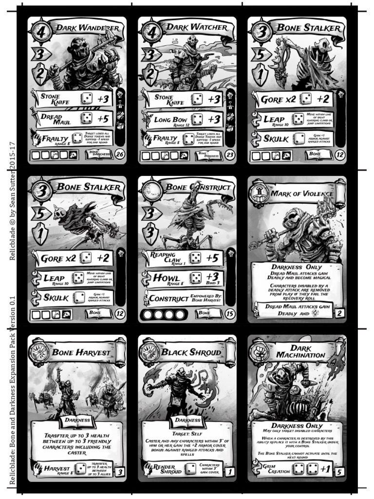 Relicblade - Cards - Bone and Darkness | PDF