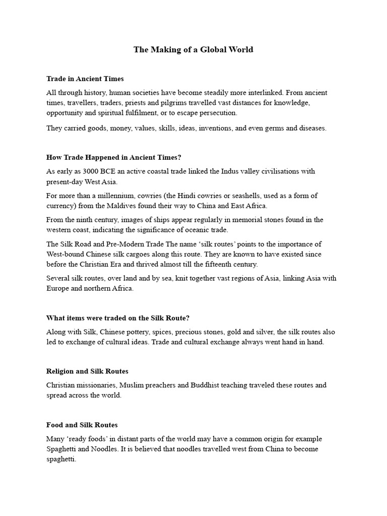Notes-The Making of A Global World | PDF