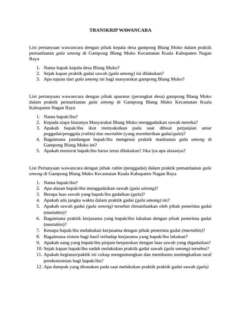 Transkrip Wawancara | PDF