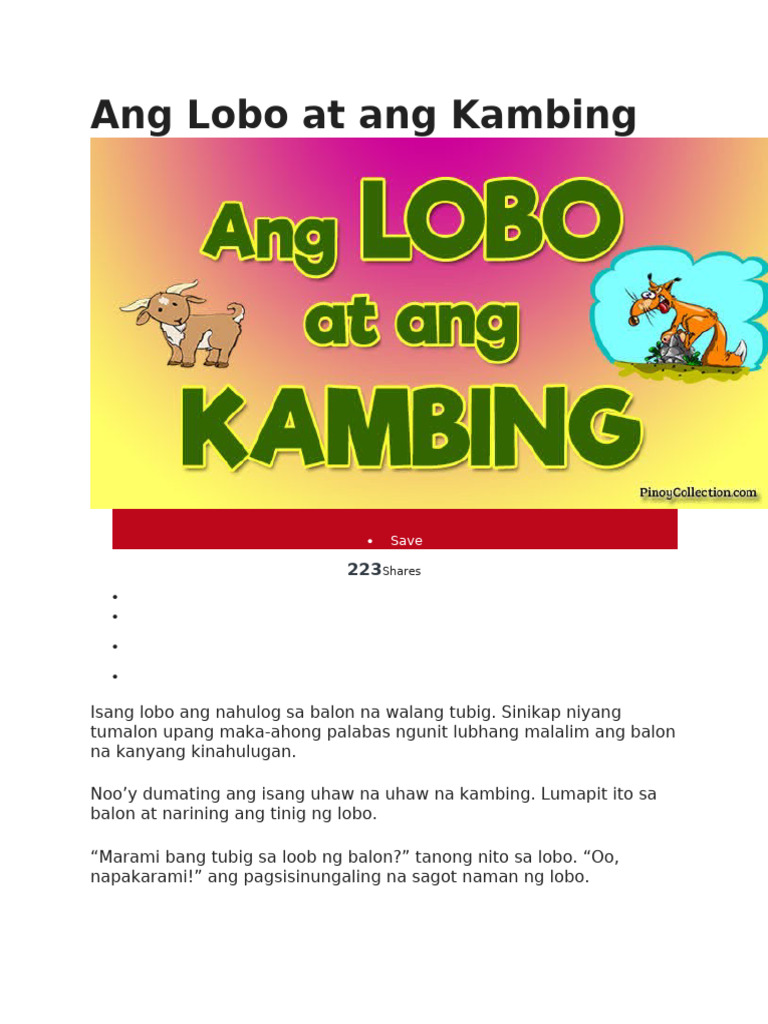 Ang Lobo at Ang Kambing | PDF