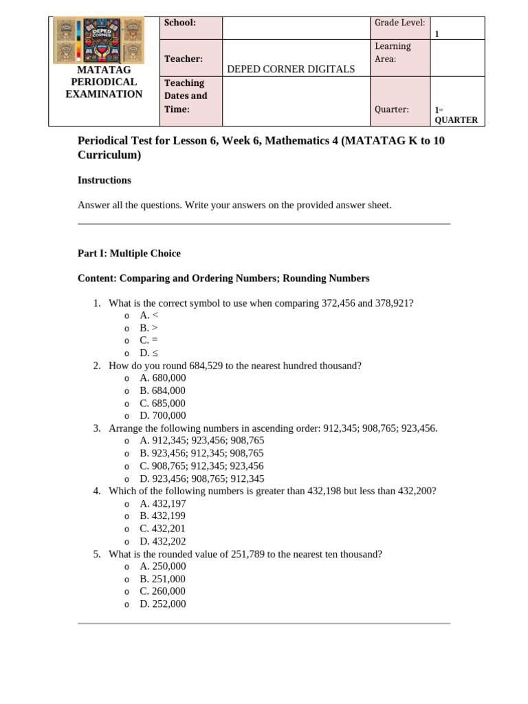 Pt-Week 6-Math-Deped Corner Digitals | PDF