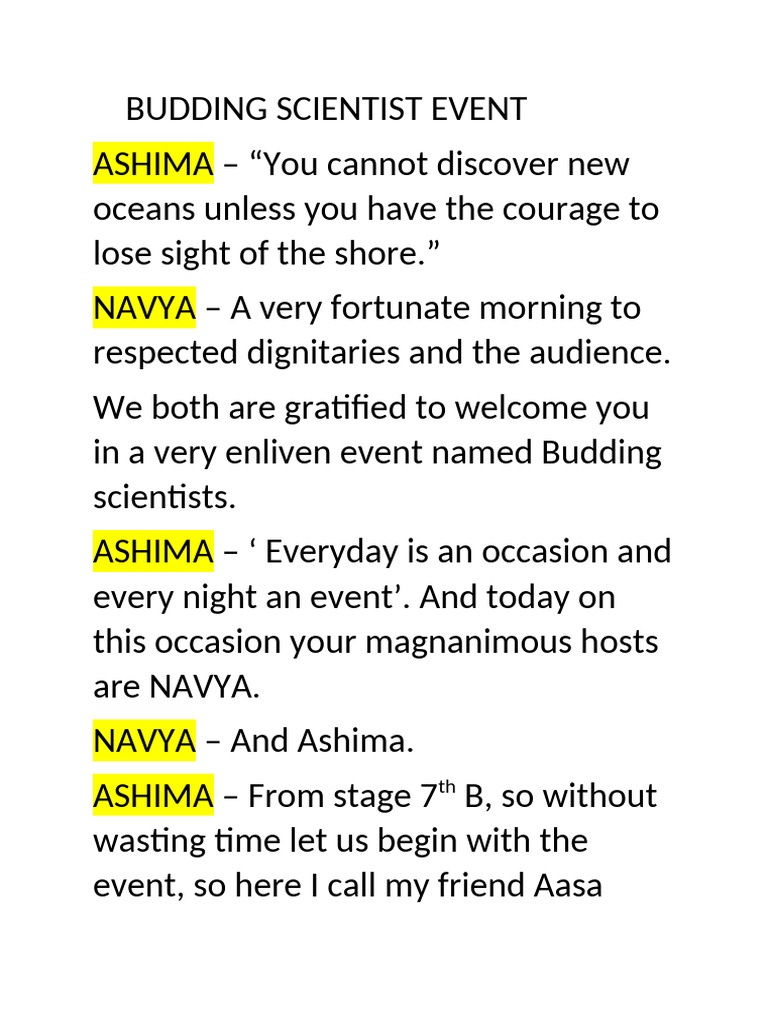 Budding Scientist Event | PDF