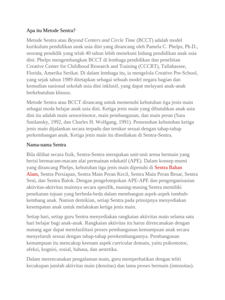 Apa Itu Metode Sentra | PDF