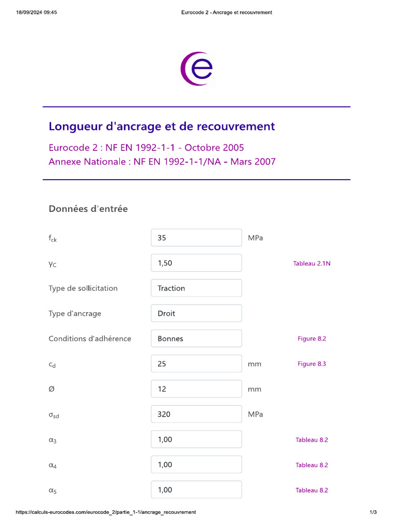 Eurocode 2 - Ancrage Et Recouvrement | PDF