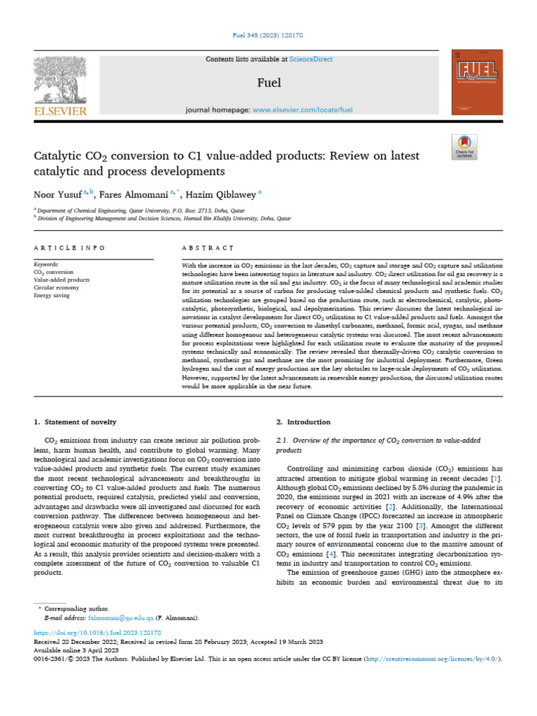 Catalytic CO2 Conversion To C1 Value-Added Products Review On Latest ...