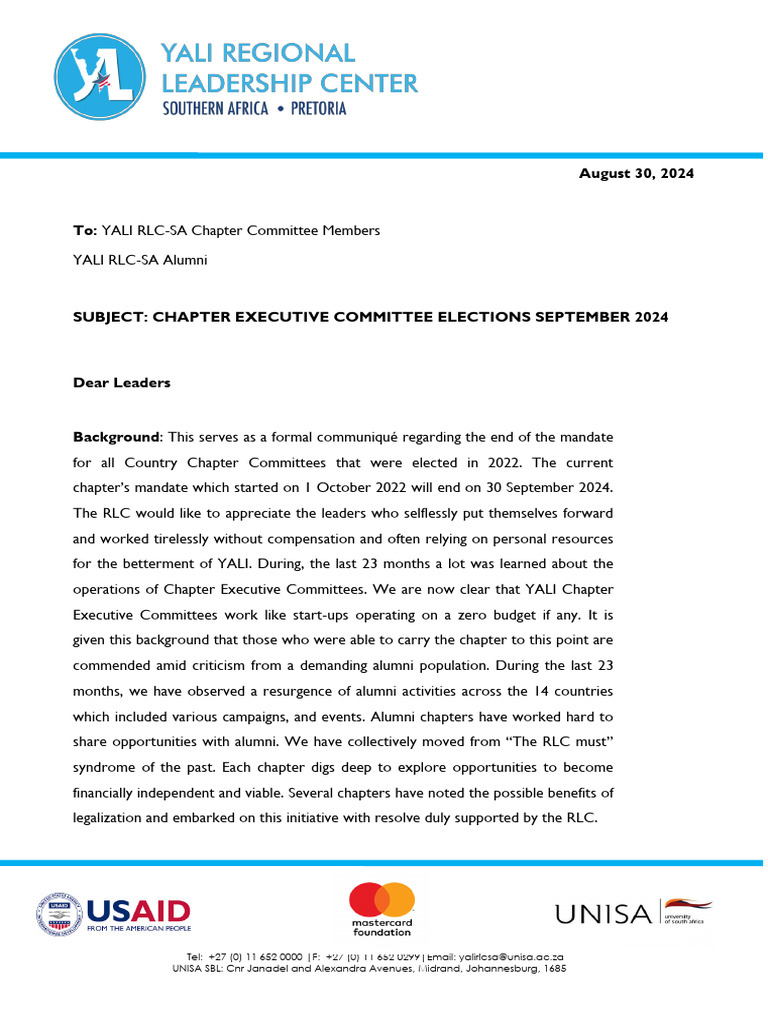 MEMO - Country Chapter Elections - 2024 | PDF