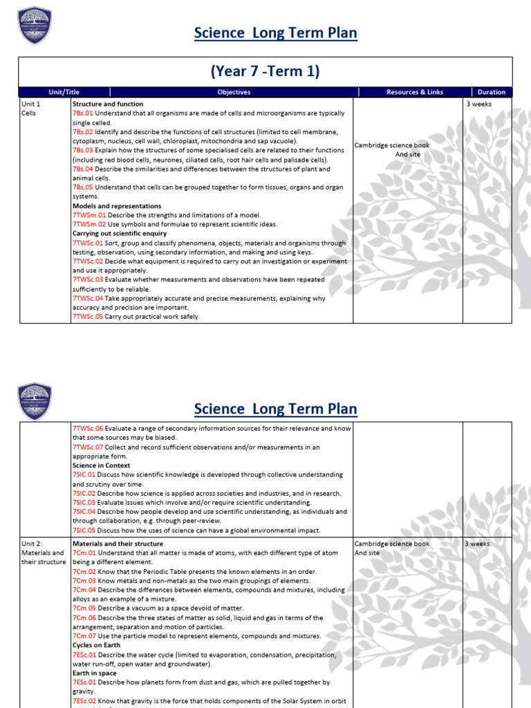 Long Term Plan Year 7 | PDF