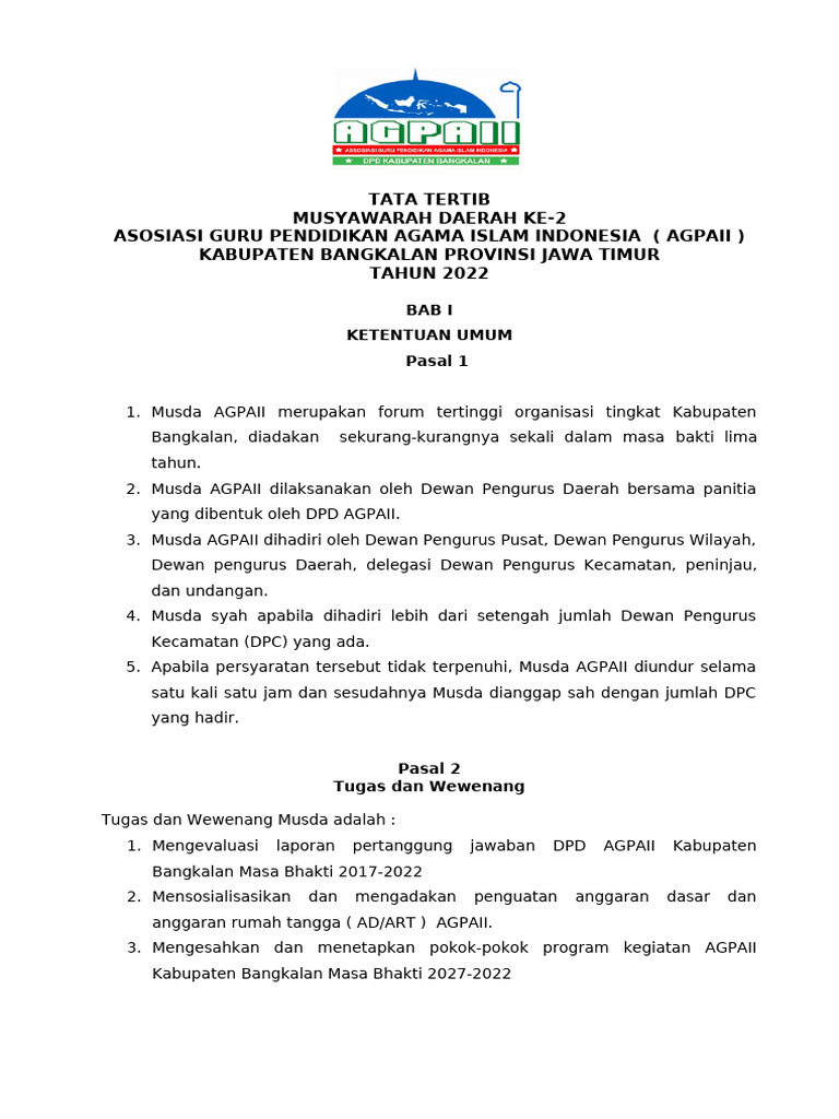 Rancangan Tata Tertib Musda 2 | PDF