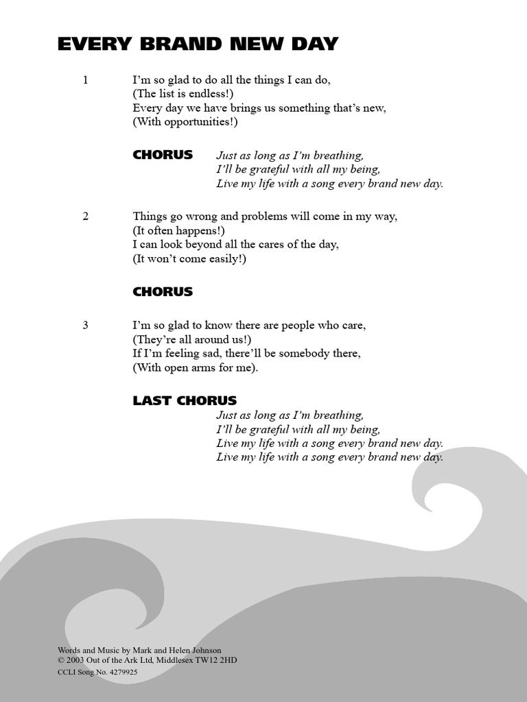 Every Brand New Day Lyrics | PDF
