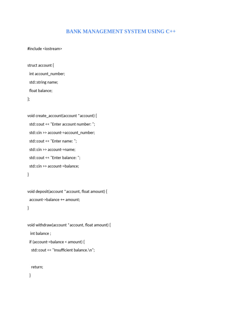 Bank Management System Using C | PDF
