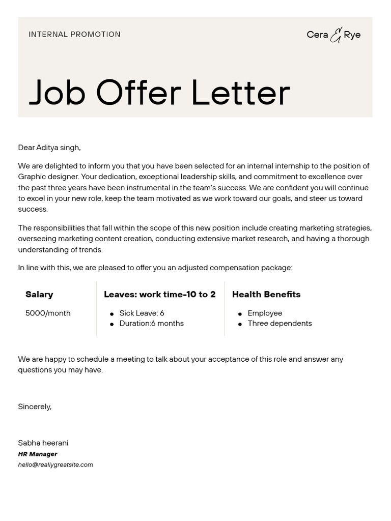Internal Internship Offer for Graphic Designer | PDF | Career & Growth