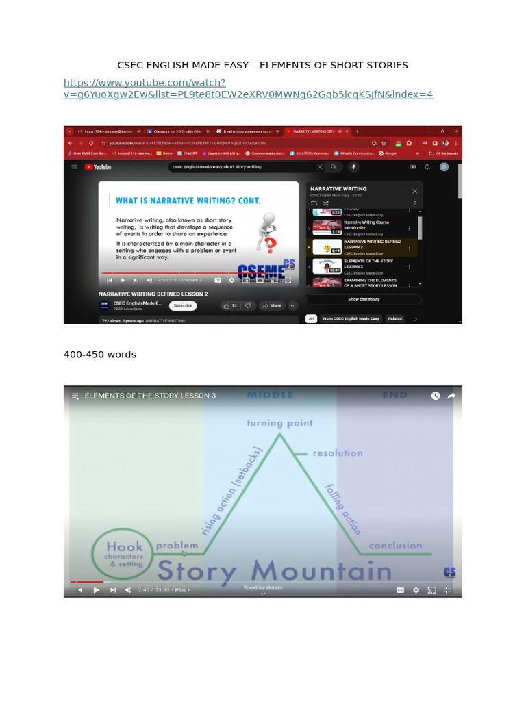 Elements of Short Stories (Csec English Made Easy) | PDF