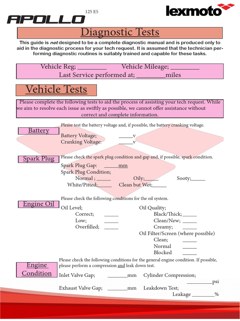 Apollo 125 E5 Diagnostic Leaflet | PDF