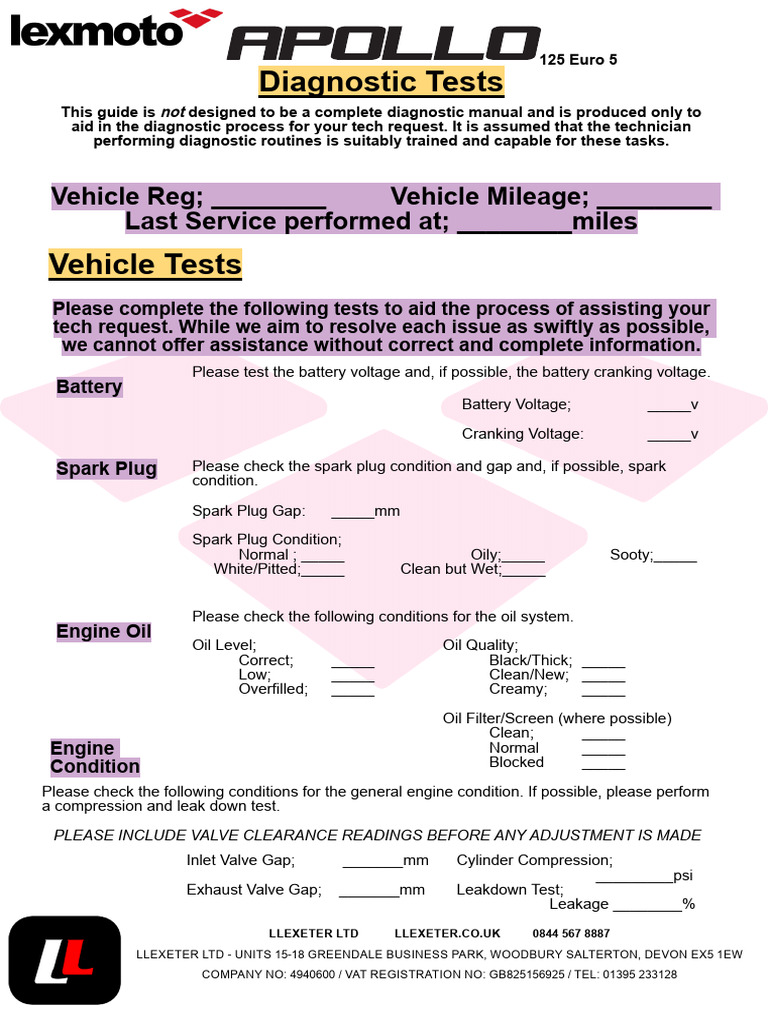 Apollo 125 E5 Single Plug Diagnostic Leaflet | PDF