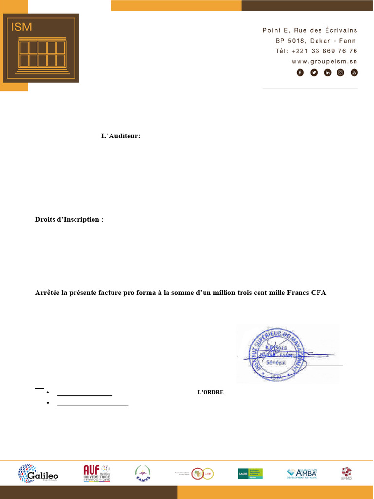 Facture Proforma Licence Ism Aissato | PDF