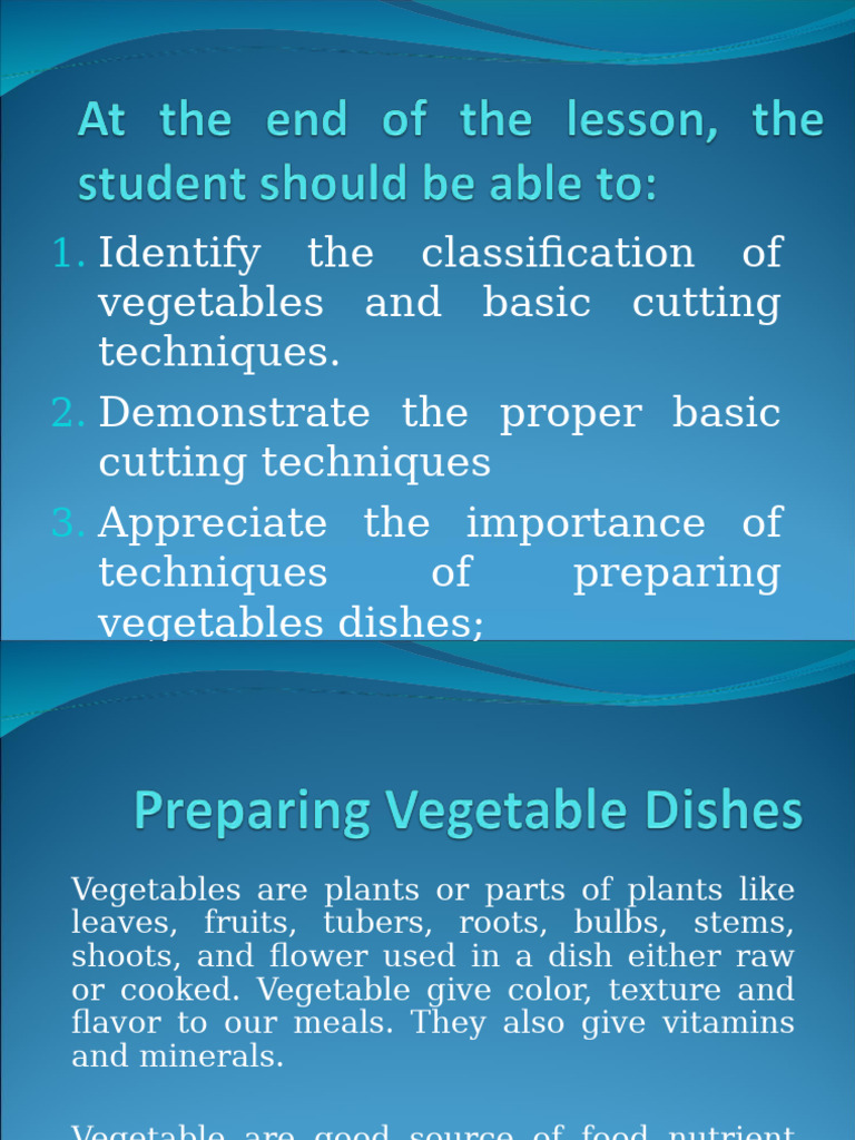 Vegetable Cookery Techniques Overview | PDF | Vegetables | Cooking ...