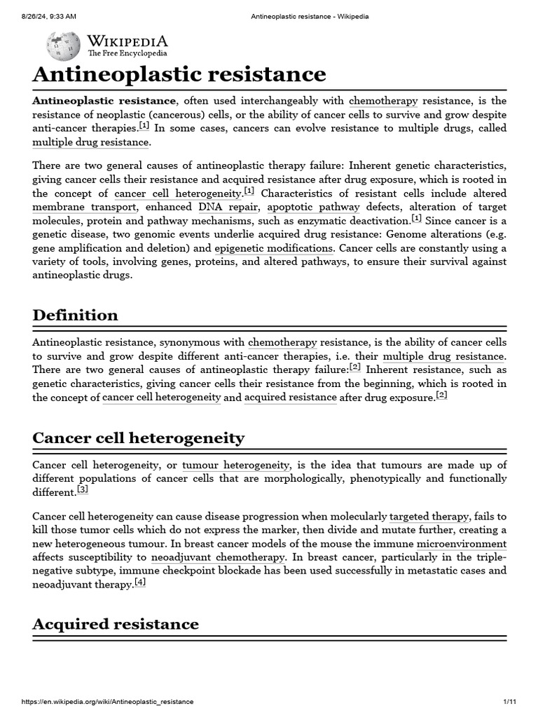Antineoplastic Resistance - Wikipedia | PDF