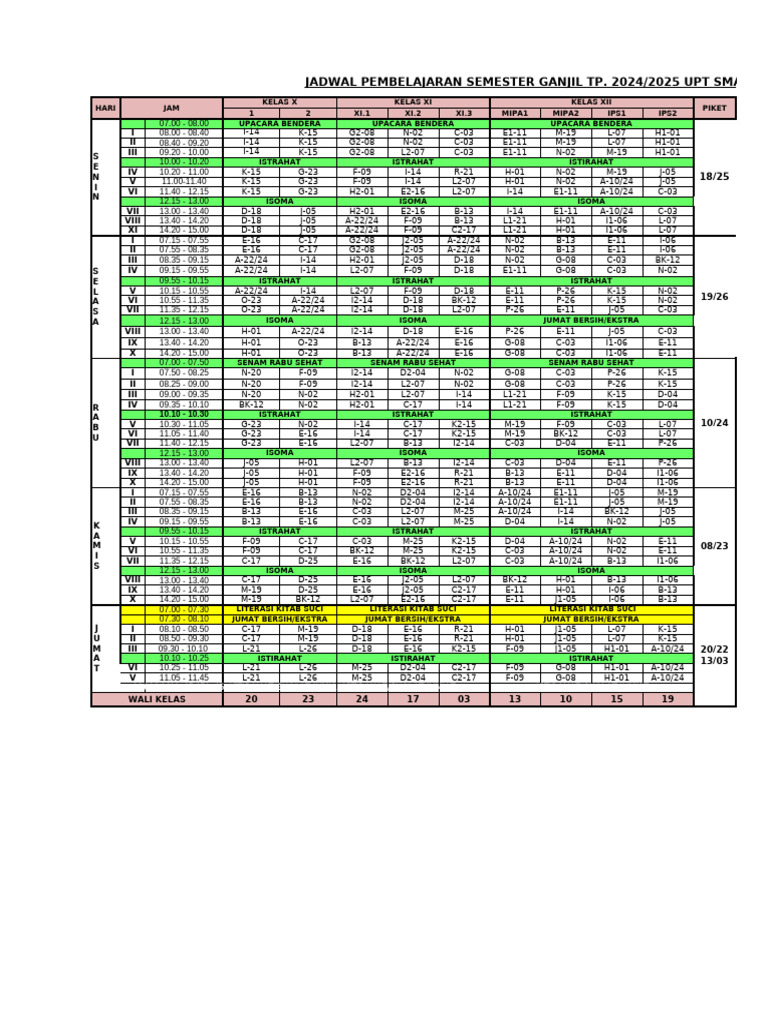 Jadwal Pbm Moving Class Ganjil Tp. 2024-2025 (17!09!2024) | PDF