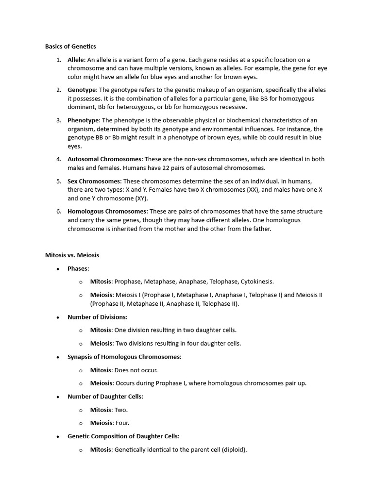 Basics of Genetics | PDF