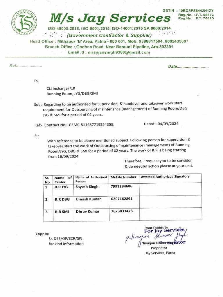 Authorized Letter Jyg, DBG & Smi | PDF