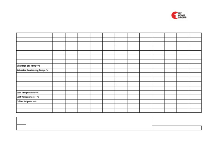 350 TR 30XWV Chiller Log Sheet | PDF