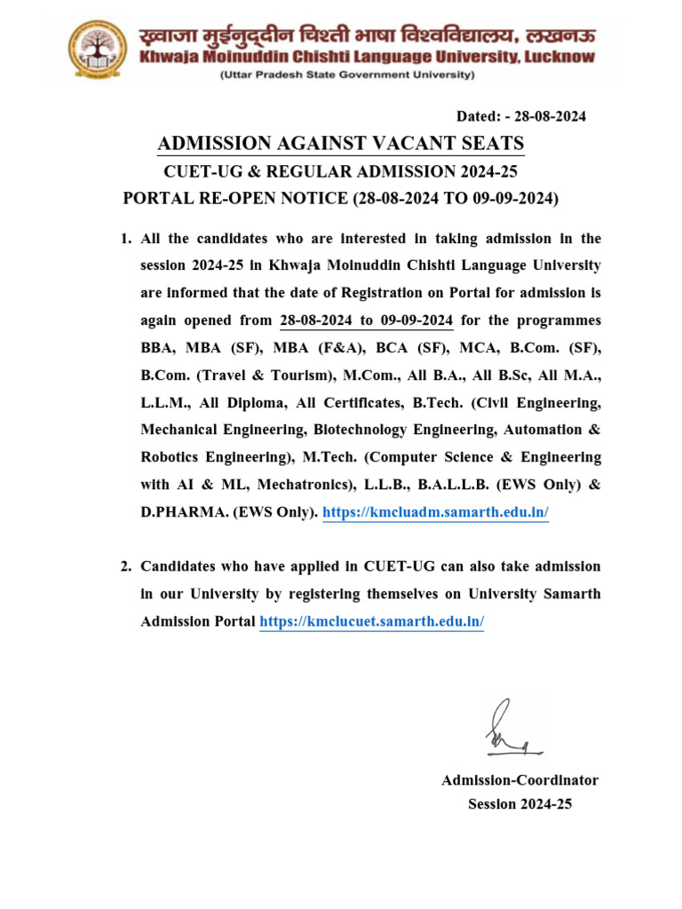 Kmclu admission docs | PDF