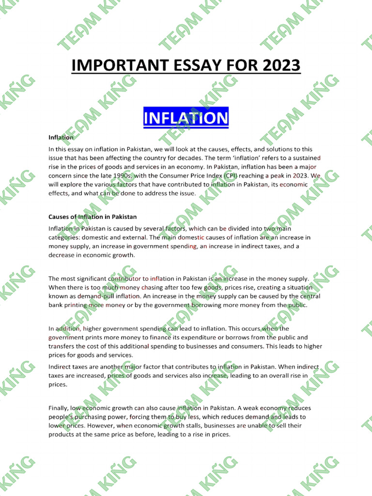 Inflation - Essay | PDF