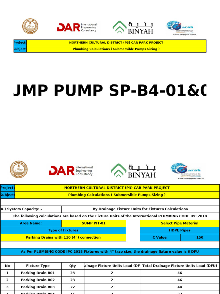 Sump Pumps Calculation | PDF