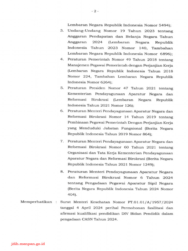 349 - 2024 - Kepmenpanrb Tentang Mekanisme Seleksi PPPK Untuk JF Kesehatan Ta 2024 2 | PDF